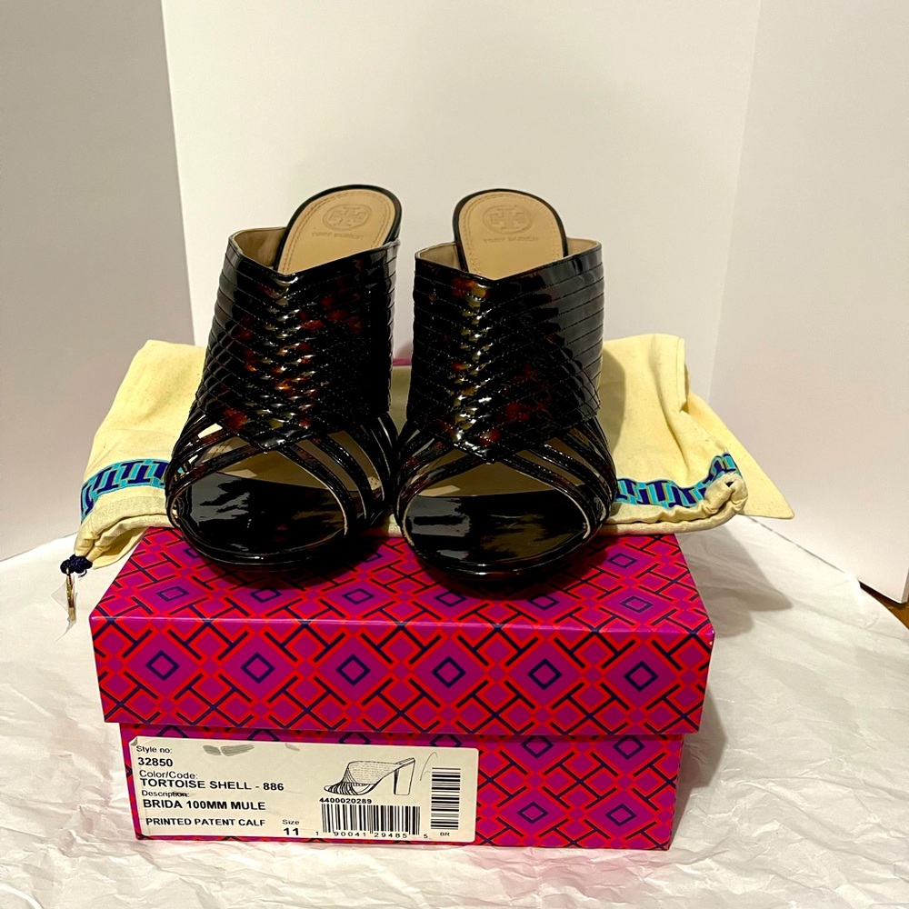 Tory Burch Tortoise Shell Mule Printed Patent Calf - Gem